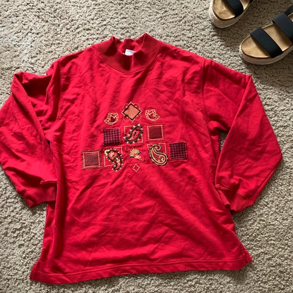 Vintage | Sweaters | Vintage Red Crew Neck Sweater | Poshmark